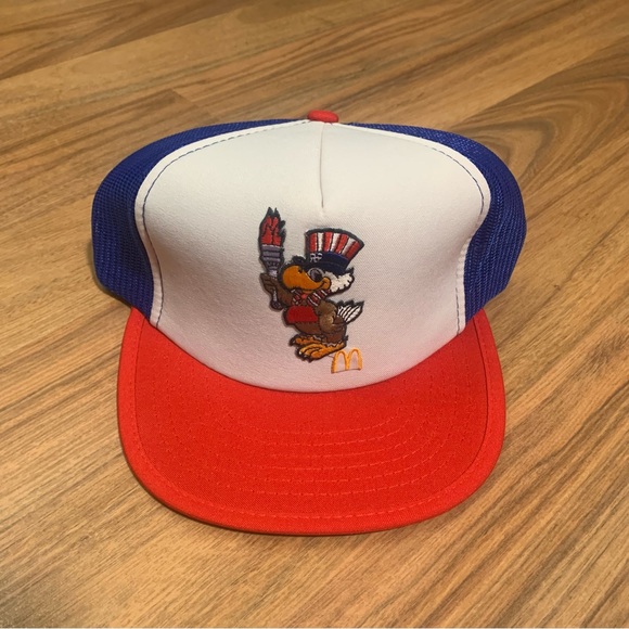Vintage | Accessories | Vintage 984 La Olympics Sam The Eagle Mcdonalds Mesh Back Trucker Snap ...